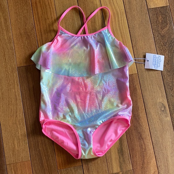 Swim | Nwt Girls One Piece Ruffle Top Swimsuit | Poshmark